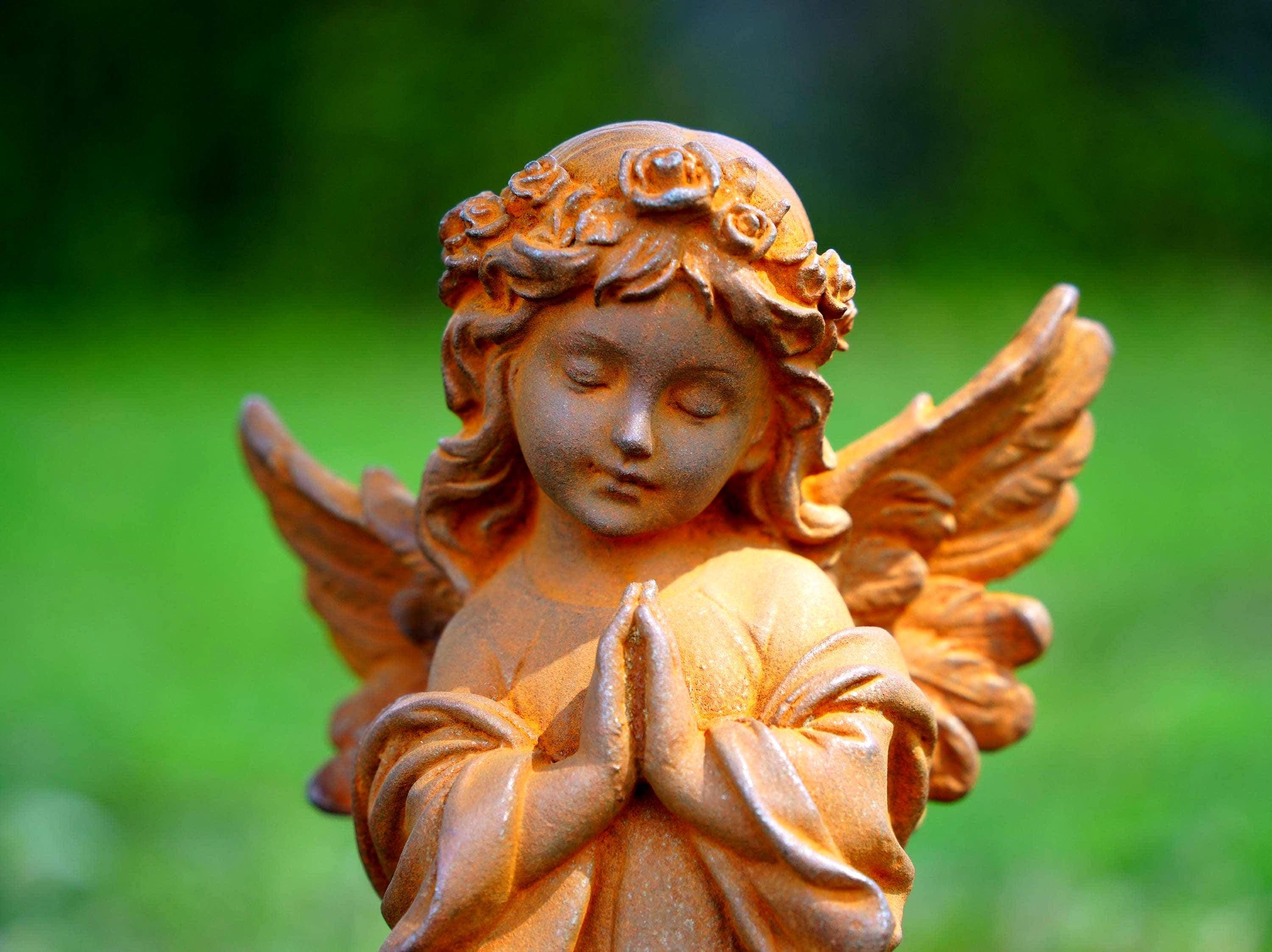 Handcrafted Cast Iron Angel Statue: Rustic Garden Religious Decor - Etsy