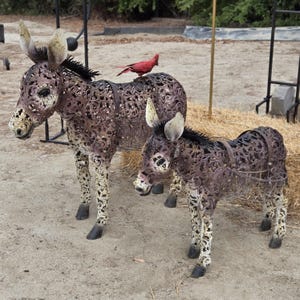 Rustic Metal Donkey Sculpture – Farmhouse Garden Yard Art, Welded Aged ...