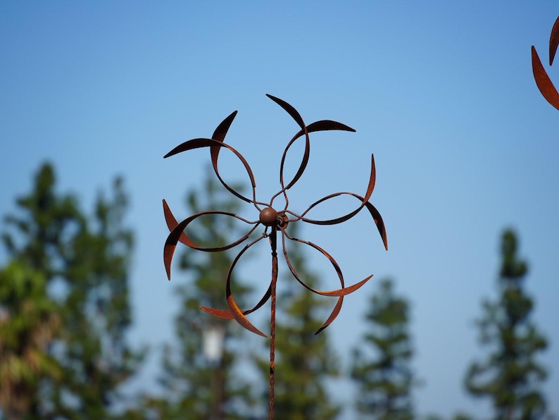 70“H Rustic Metal Wind Spinner: Kinetic Garden Art, Patio Decor - Etsy