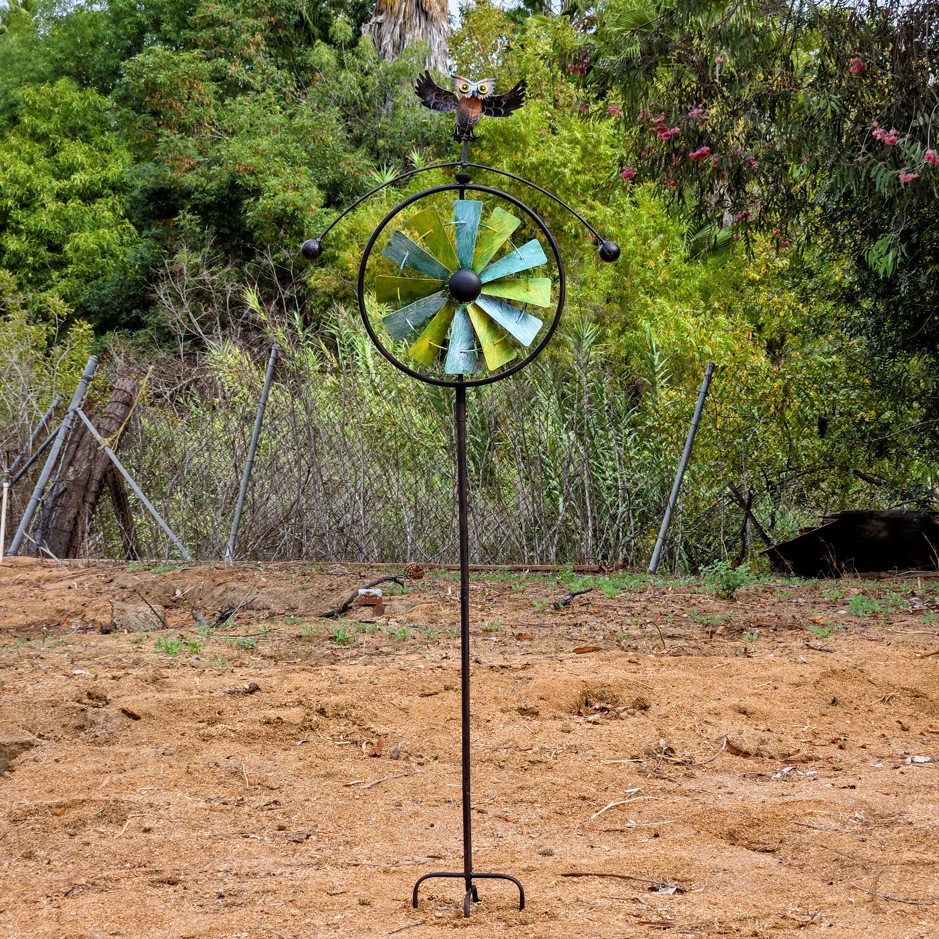 Metal Wind Spinner Balancer – Cardinal or Owl Kinetic Garden Yard Art ...