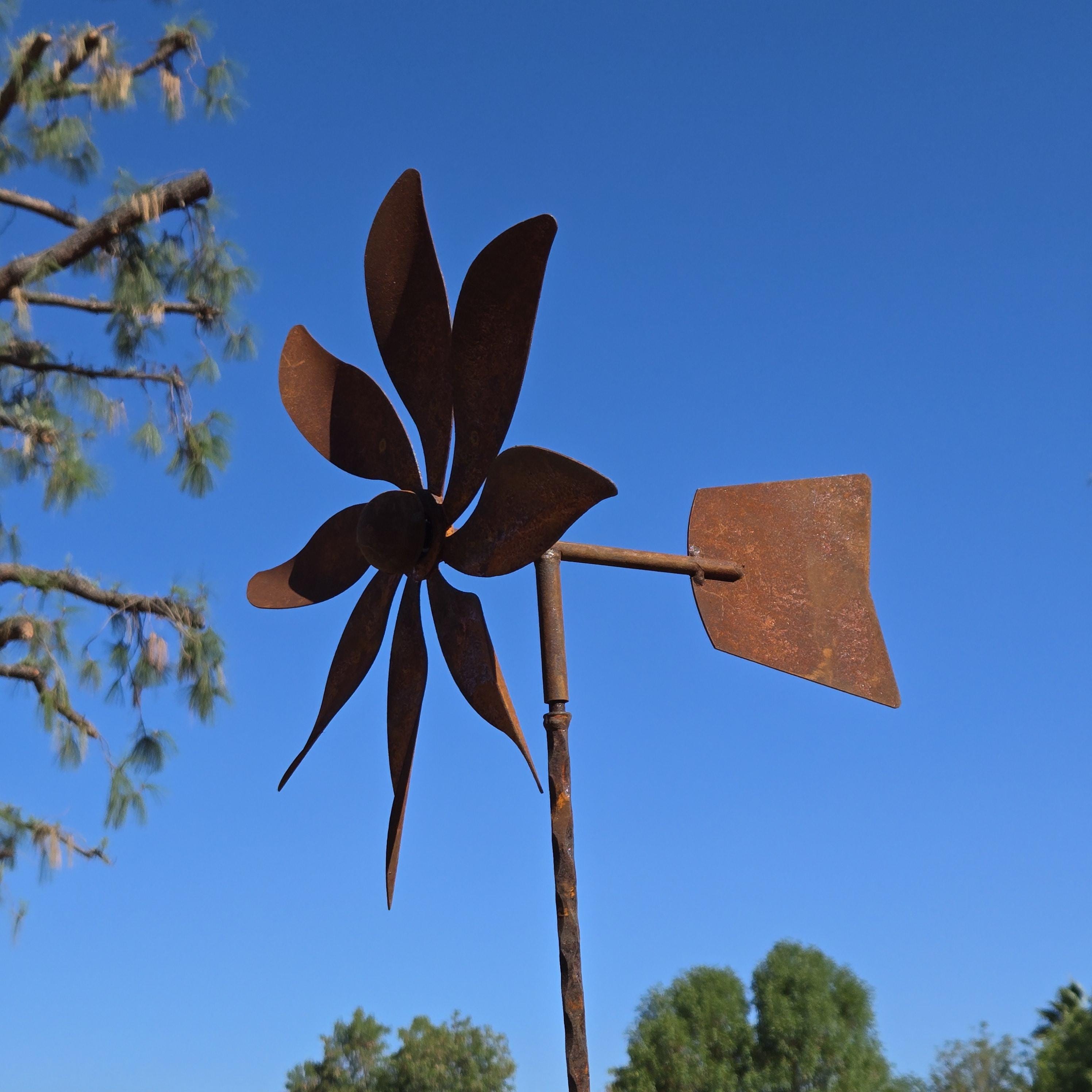 Handmade Rustic Metal Flower Wind Vane: Iron Garden Decor - Etsy