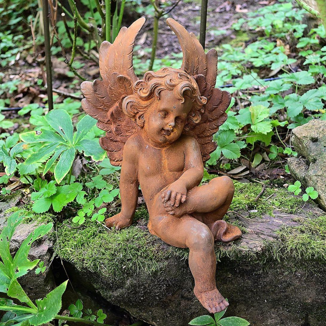 Rustic Cast Iron Angel Statue: Vintage Garden Decor - Etsy