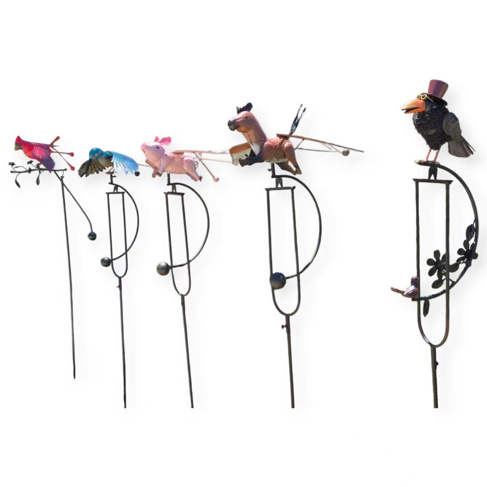Metal Flying Cardinal Rocker: Balancing Garden Ornament Decoration ...