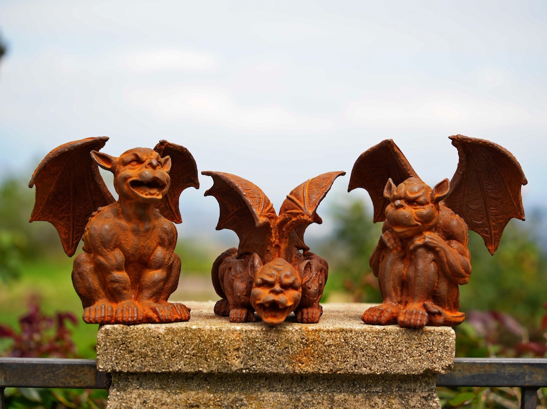 Vintage Cast Iron Gargoyle Statues – Garden Halloween Decor - Etsy