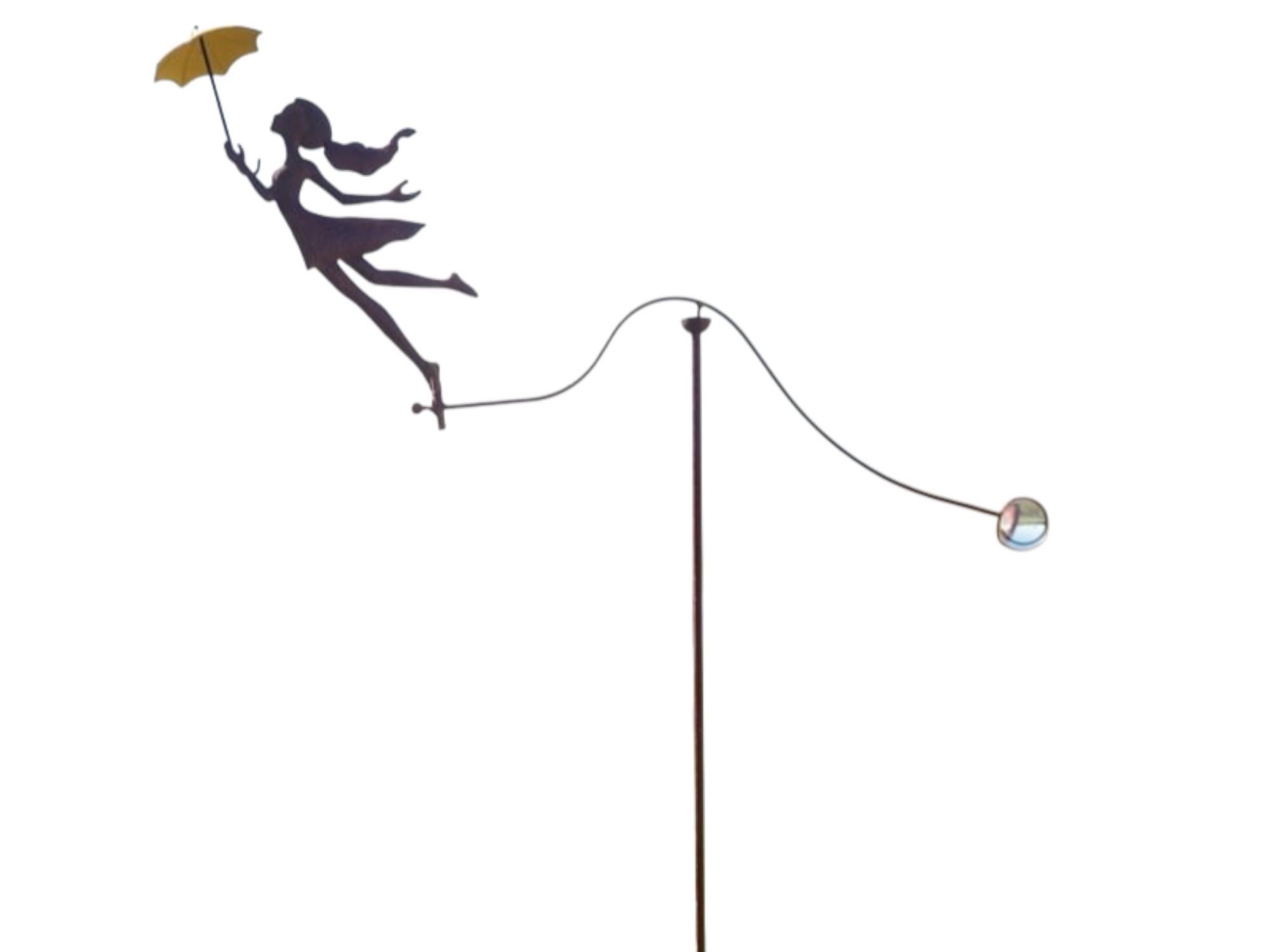 Rustic Metal Girl Balance Garden Stake – Vintage Wind Balancer Yard Art ...