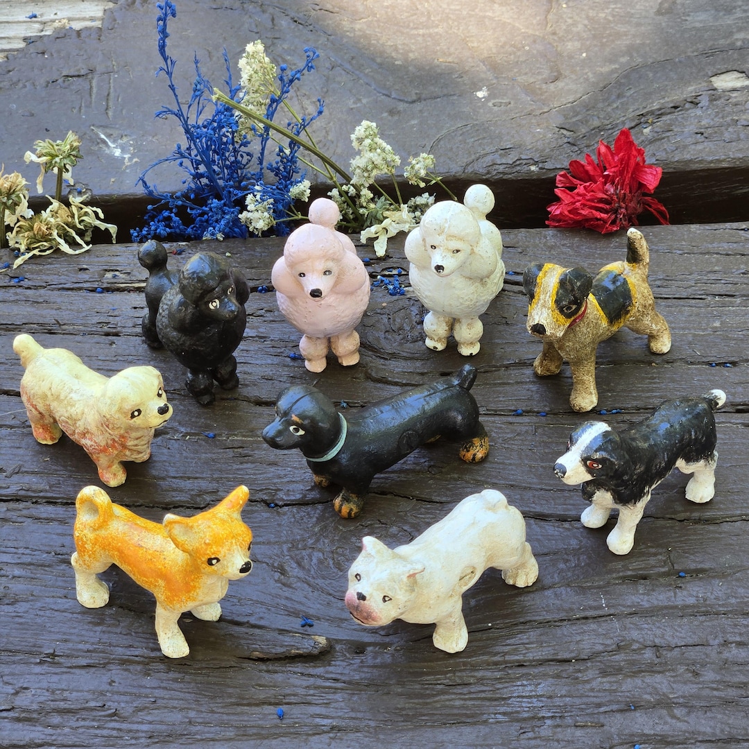 Vintage Cast Iron Puppy Paperweight: Rustic Dog Figurine - Etsy