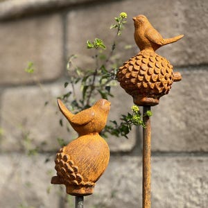 Cast Iron Bird Garden Stakes: Rustic Metal Sculptures, Vintage Decor - Etsy