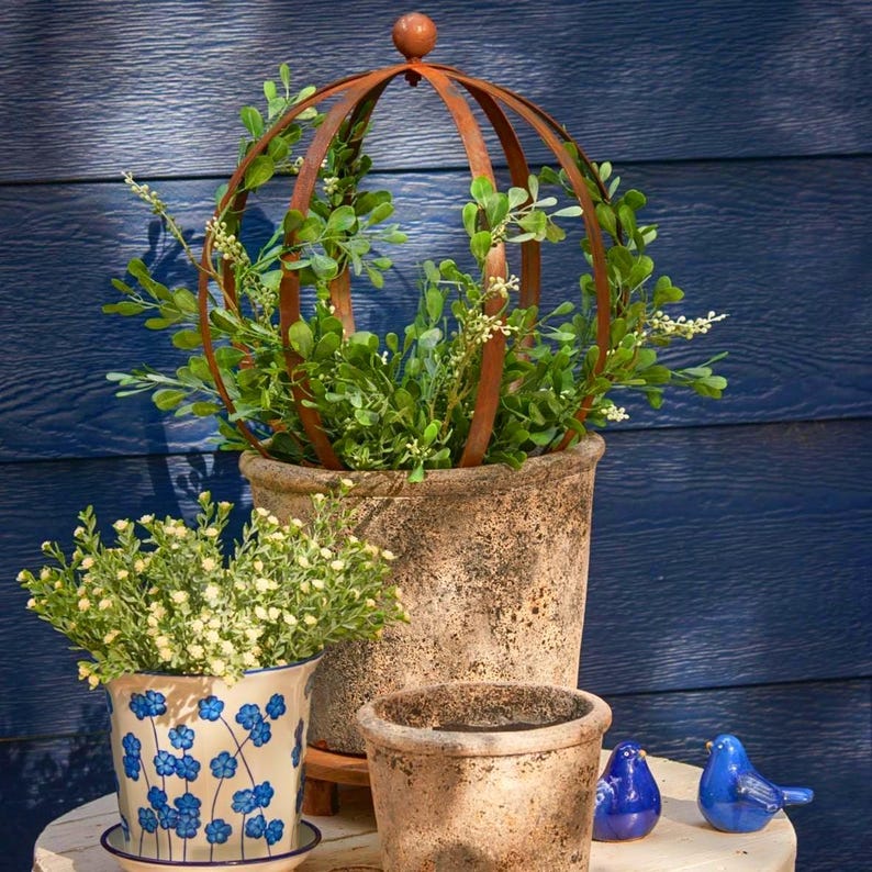 Rust Metal Topiary Ball Frames – Garden Sphere Planter Decor Set - Etsy