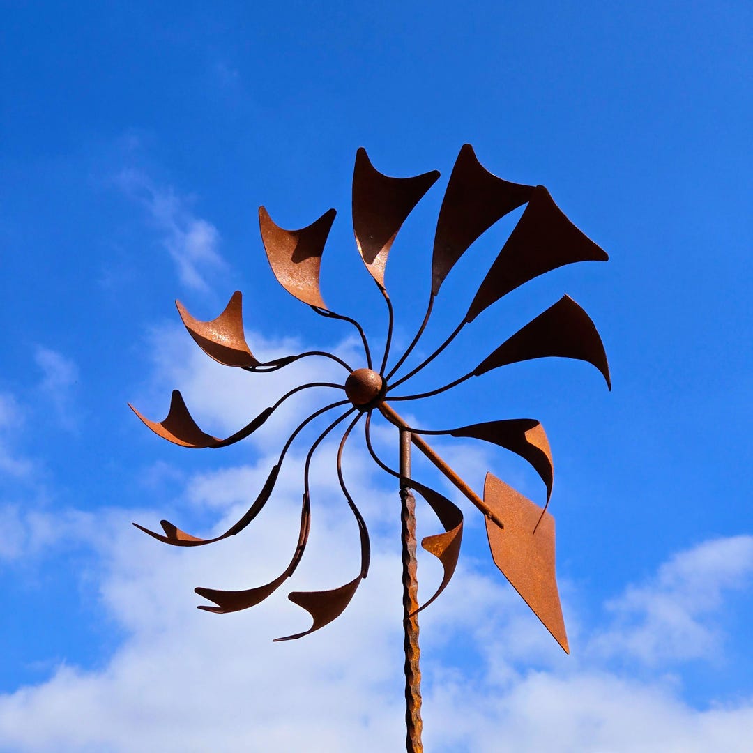 Rustic Garden Wind Spinner With Weather Vane, Heavy-duty Mild Steel ...