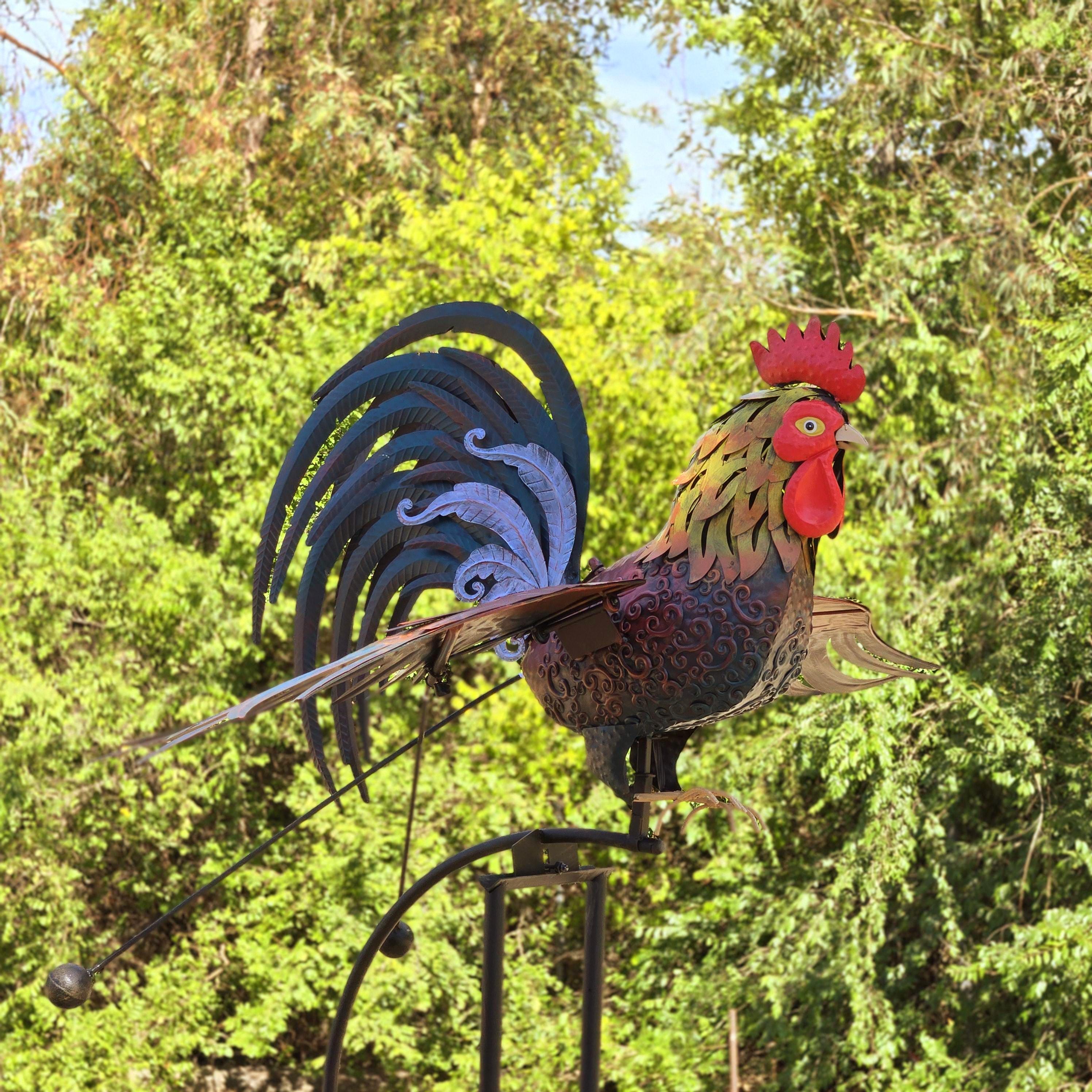 Giant Metal Rooster Garden Sculpture: Kinetic Farmhouse Yard Art - Etsy