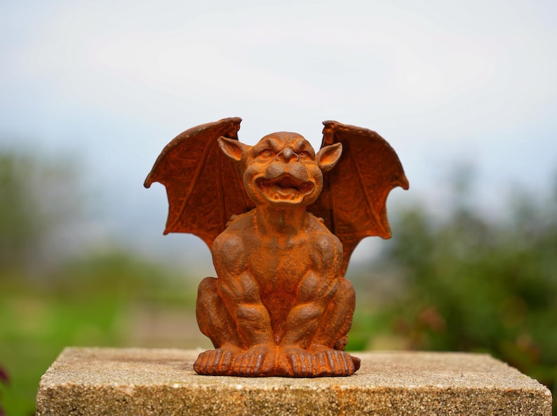 Vintage Cast Iron Gargoyle Statues – Garden Halloween Decor - Etsy