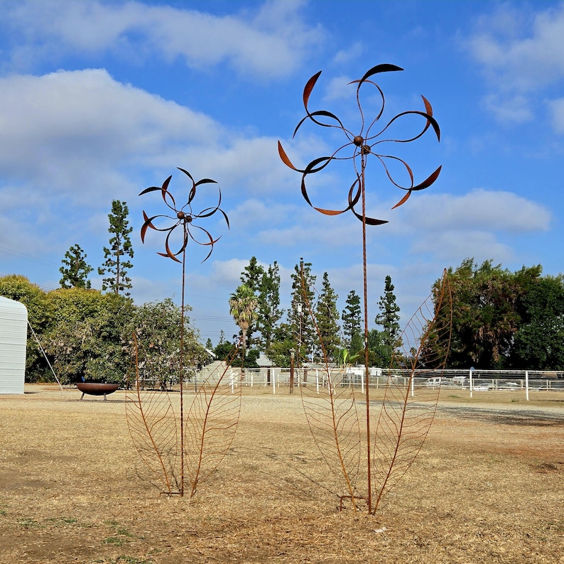 70“H Rustic Metal Wind Spinner: Kinetic Garden Art, Patio Decor - Etsy