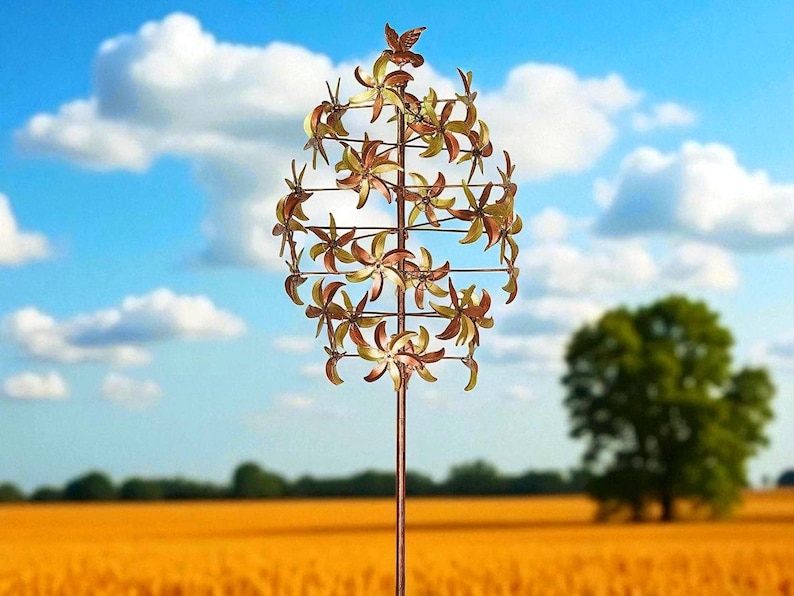 Rust Finish Kinetic Metal Wind Spinner – Vintage Yard Art Outdoor ...