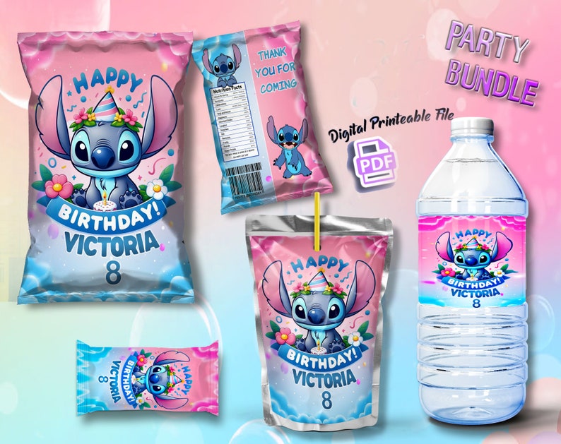 Stitch Party Bundle (with Name and Age) PDF Digital File is Not Instant ...