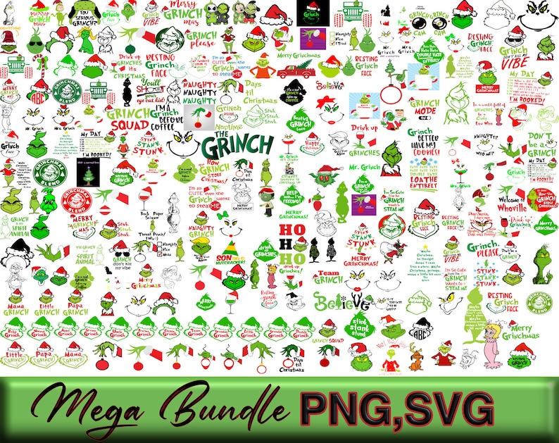 200+ Christmas Svg Bundle, Merry Grinchmas Svg, Png Christmas Cricut ...