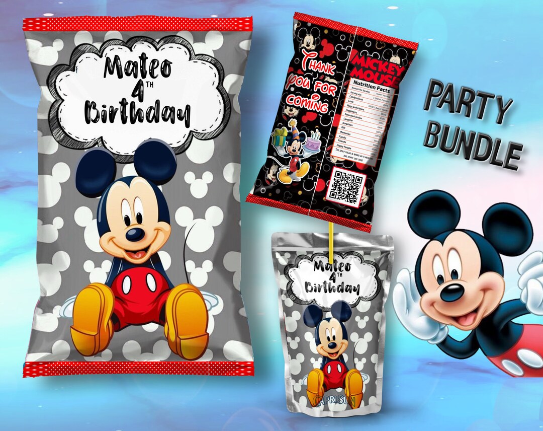 Mickey Mouse Chip Bags, Caprisun Combo Birthday Favours, Party Favours ...