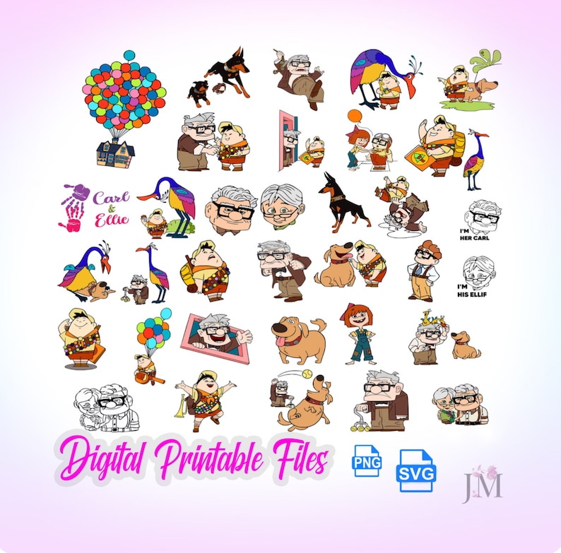 Pixart up Movie SVG Cricut Cuting File and Print and Cut PNG With Clear ...