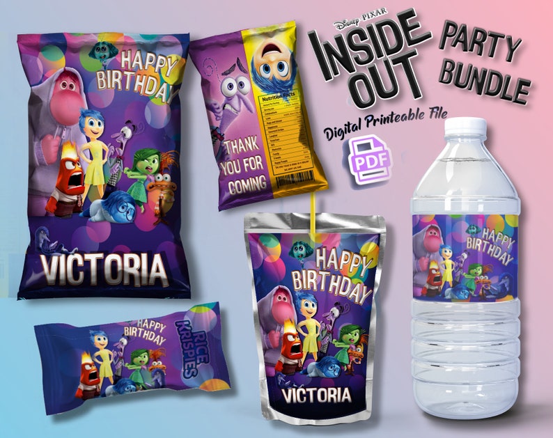 Inside Out Birthday Party Bundle (with Name and Age) PDF Digital File ...