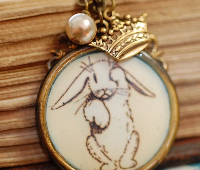 FREE SHIPPING Rabbit Necklace Cameo Peter Rabbit Bunny Brass Antiqued ...