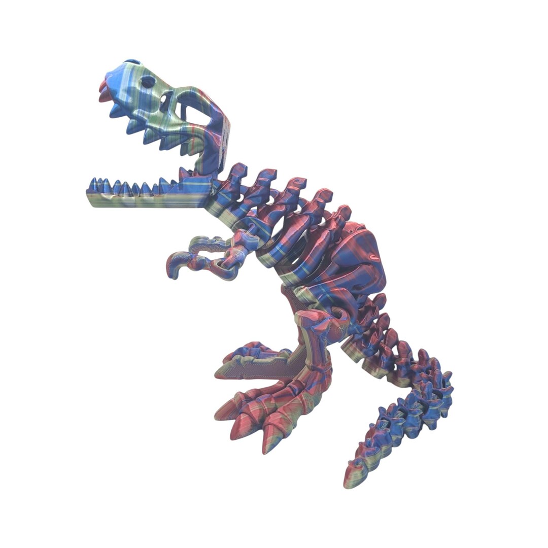 T-REX Flexi Skeleton ~ 3D Printed Articulated Dinosaur Skeleton Toy ...