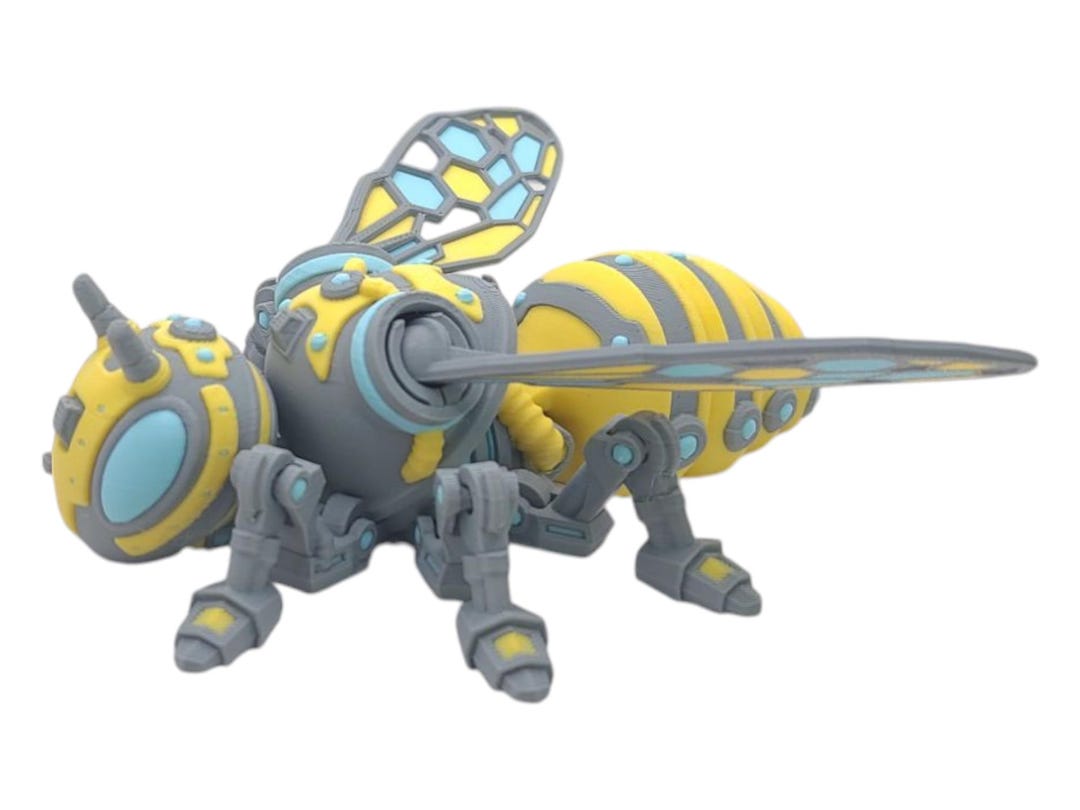 Cyber Bee Figure ~ 3D Printed Articulated ~ Movable Wings ~ Desk Toy ...