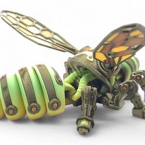 Cyber Bee Figure ~ 3D Printed Articulated ~ Movable Wings ~ Desk Toy ...