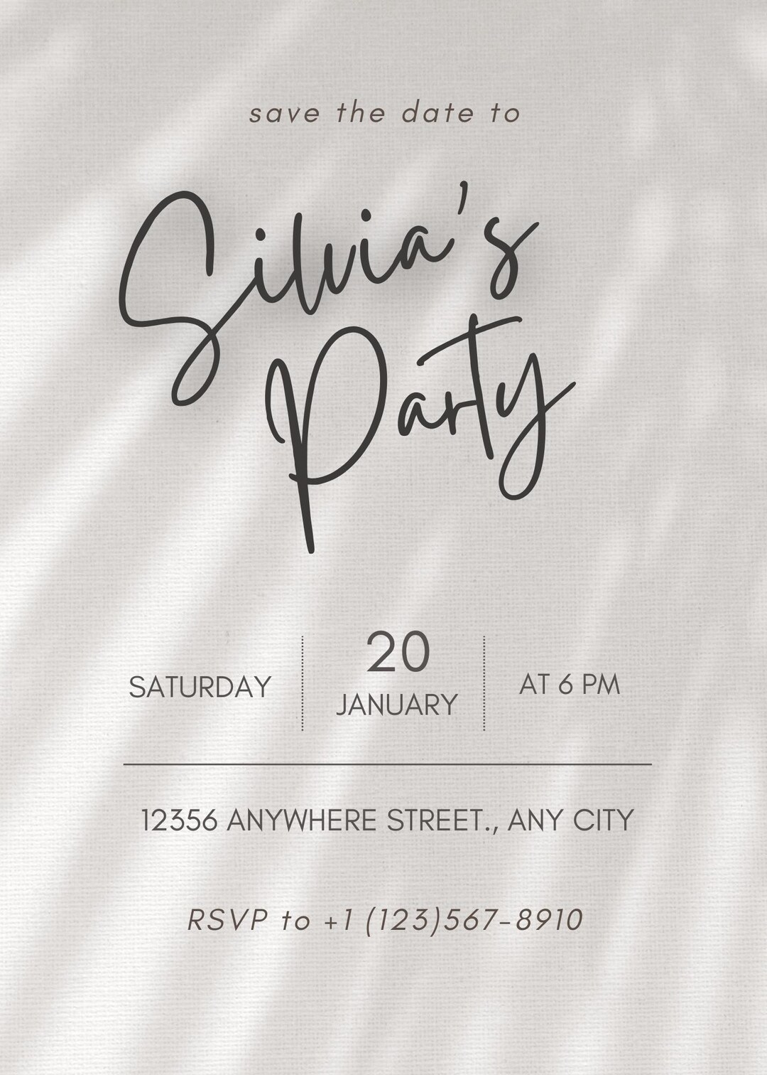 Party Invitation, Template Invitation, Editable File, Minimalist Invite ...