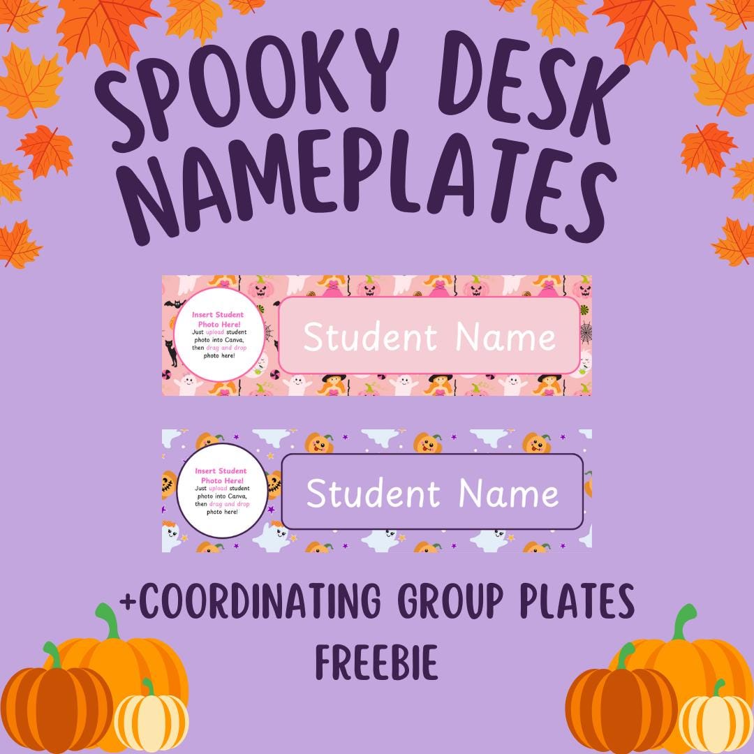 Halloween Spooky Nameplates for Student Desks Group Organization ...