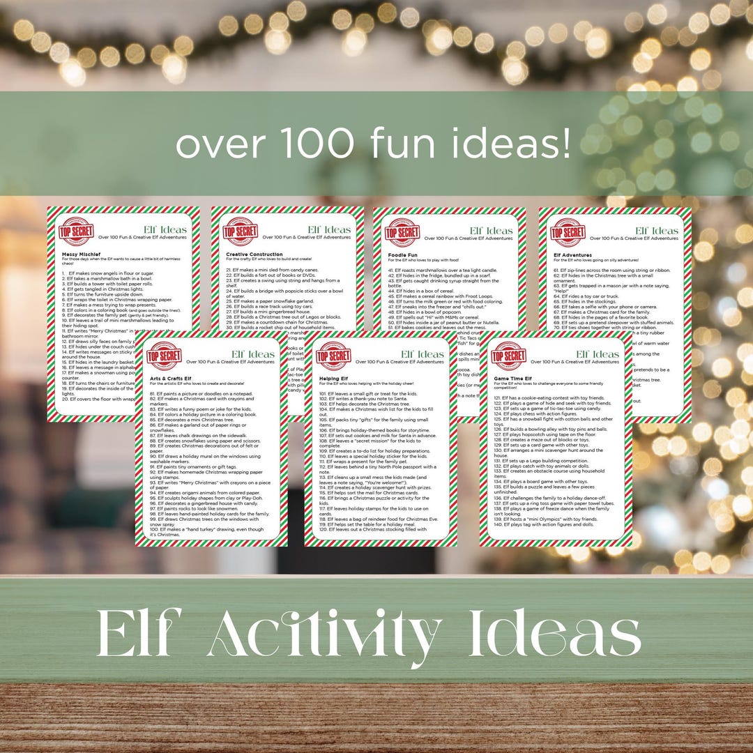 Over 100 Elf Ideas Printable Fun & Creative Elf Mischief for Kids Elf ...