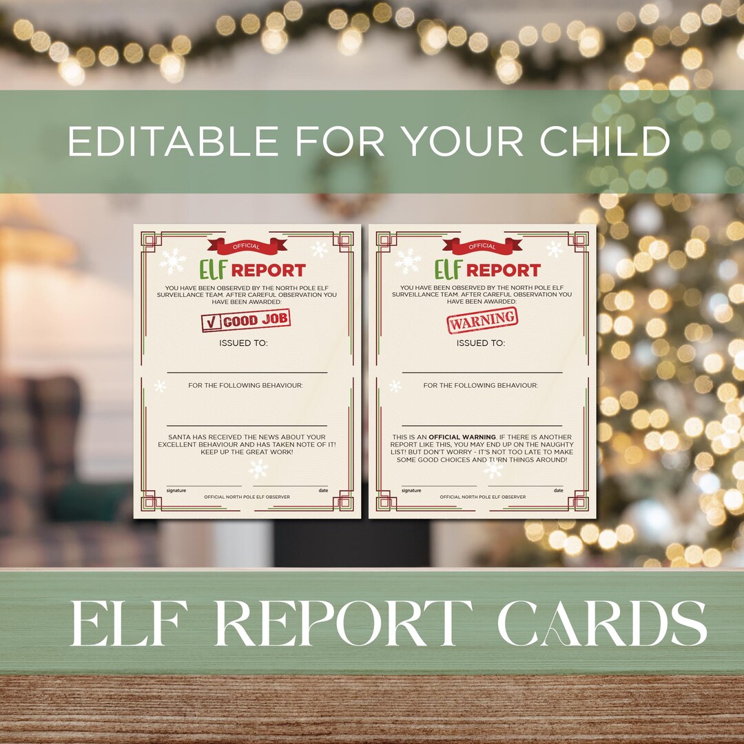 Editable Elf Report Certificate Behaviour Report Customisable Christmas ...
