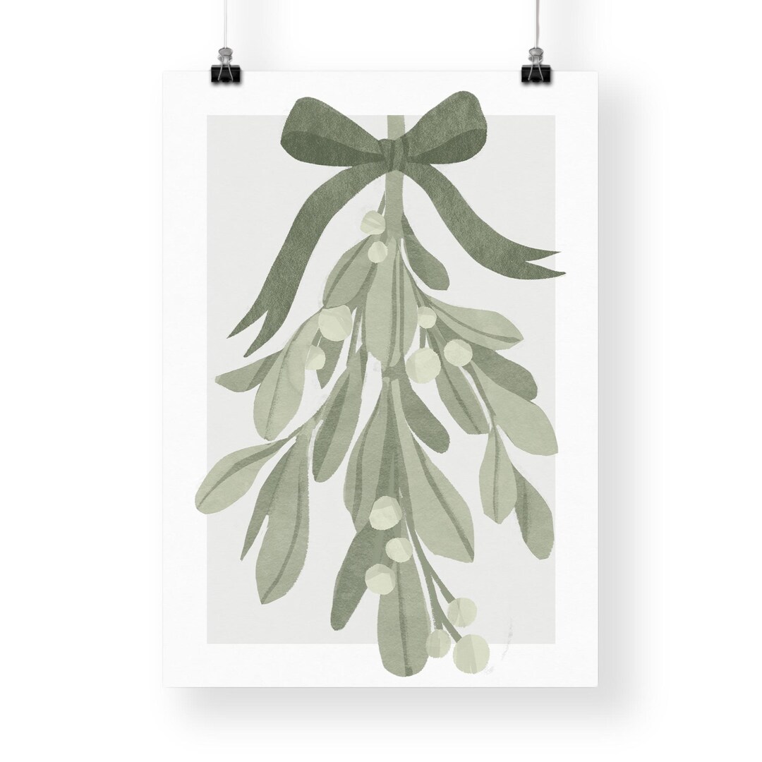 Cosy Christmas Print – Green Christmas Mistletoe Poster – Botanical ...