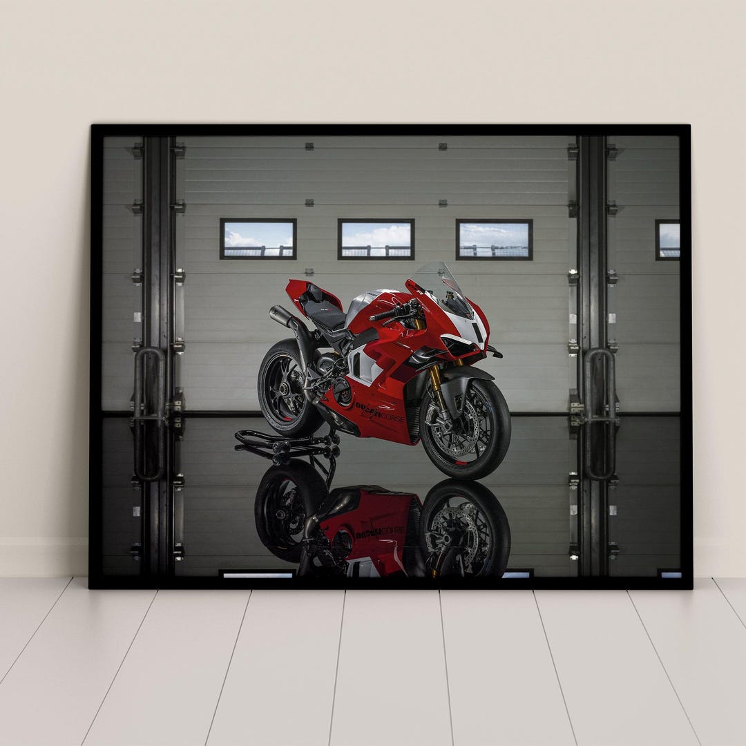 Ducati Panigale V4 Race Bike Poster: Italian Motorbike Print, Racing ...