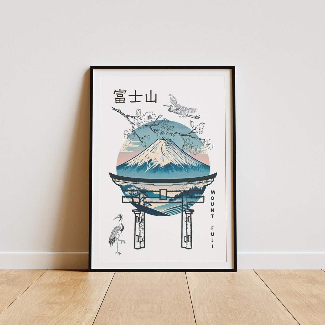 Tokyo Mount Fuji Design Poster, Minimalist Japanese Decor, Bedroom ...