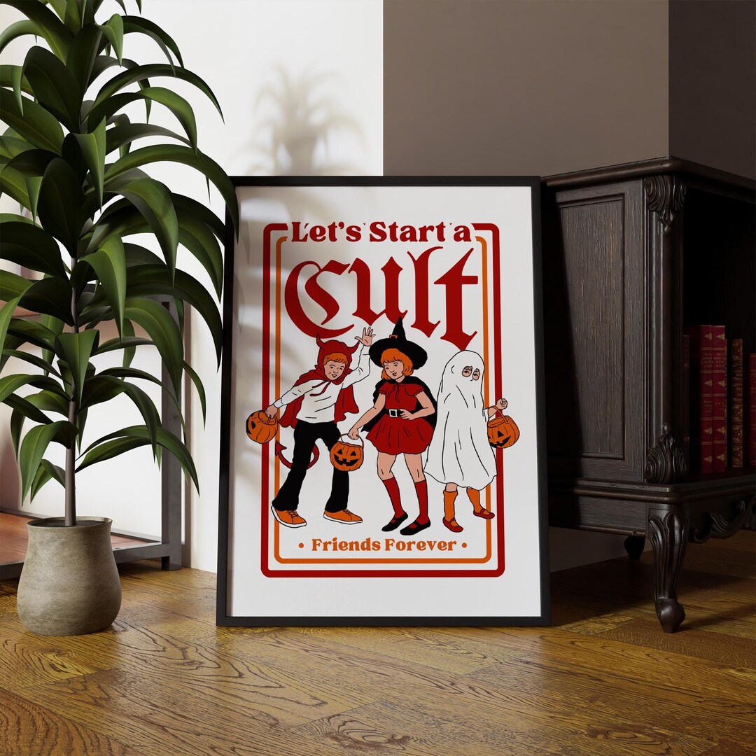 Let's Start a Cult 01 Poster: Retro Halloween Print, Dark Humour Wall ...