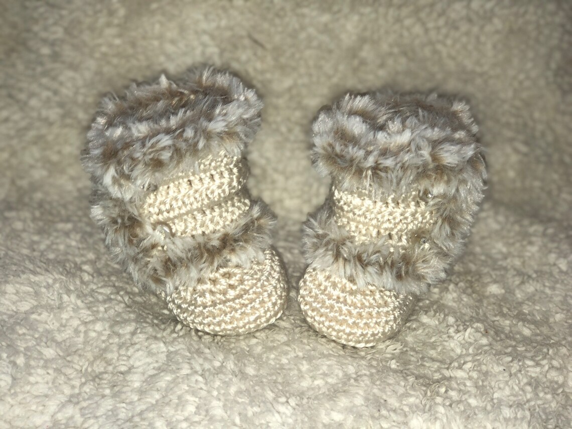 Baby Girl Boots Wrap Baby Ankle Boots W/faux Fur Trim Diva - Etsy