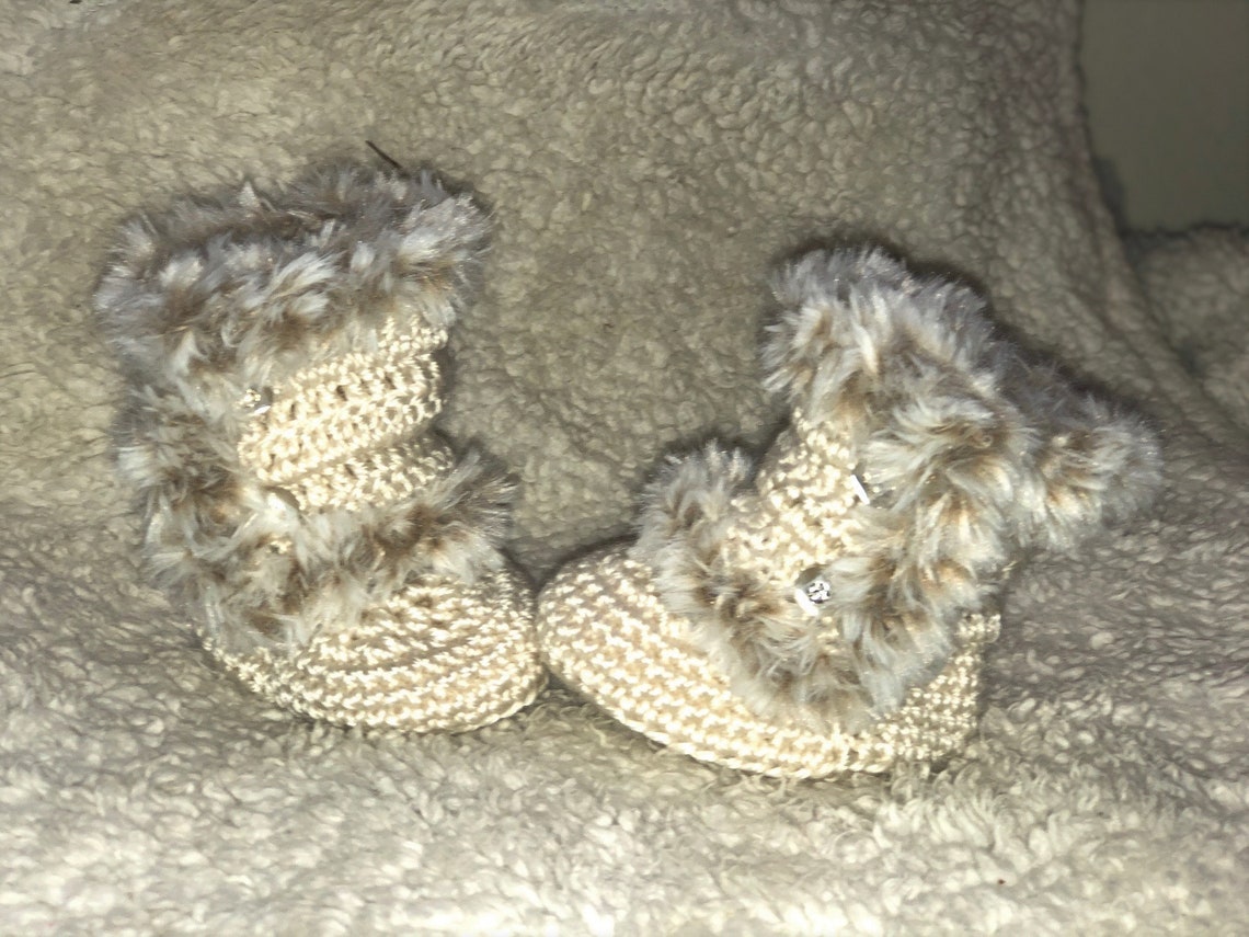 Baby Girl Boots Wrap Baby Ankle Boots W/faux Fur Trim Diva - Etsy
