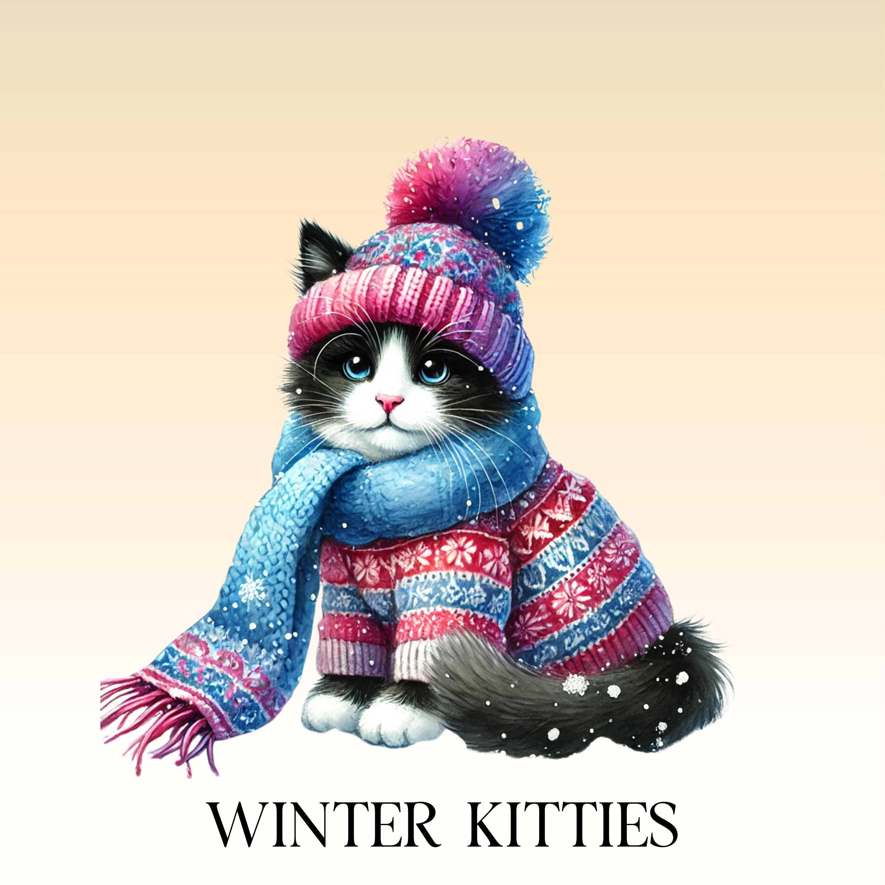 Christmas Winter Kitten Clipart Bundle Cute Christmas Cats Clipart ...