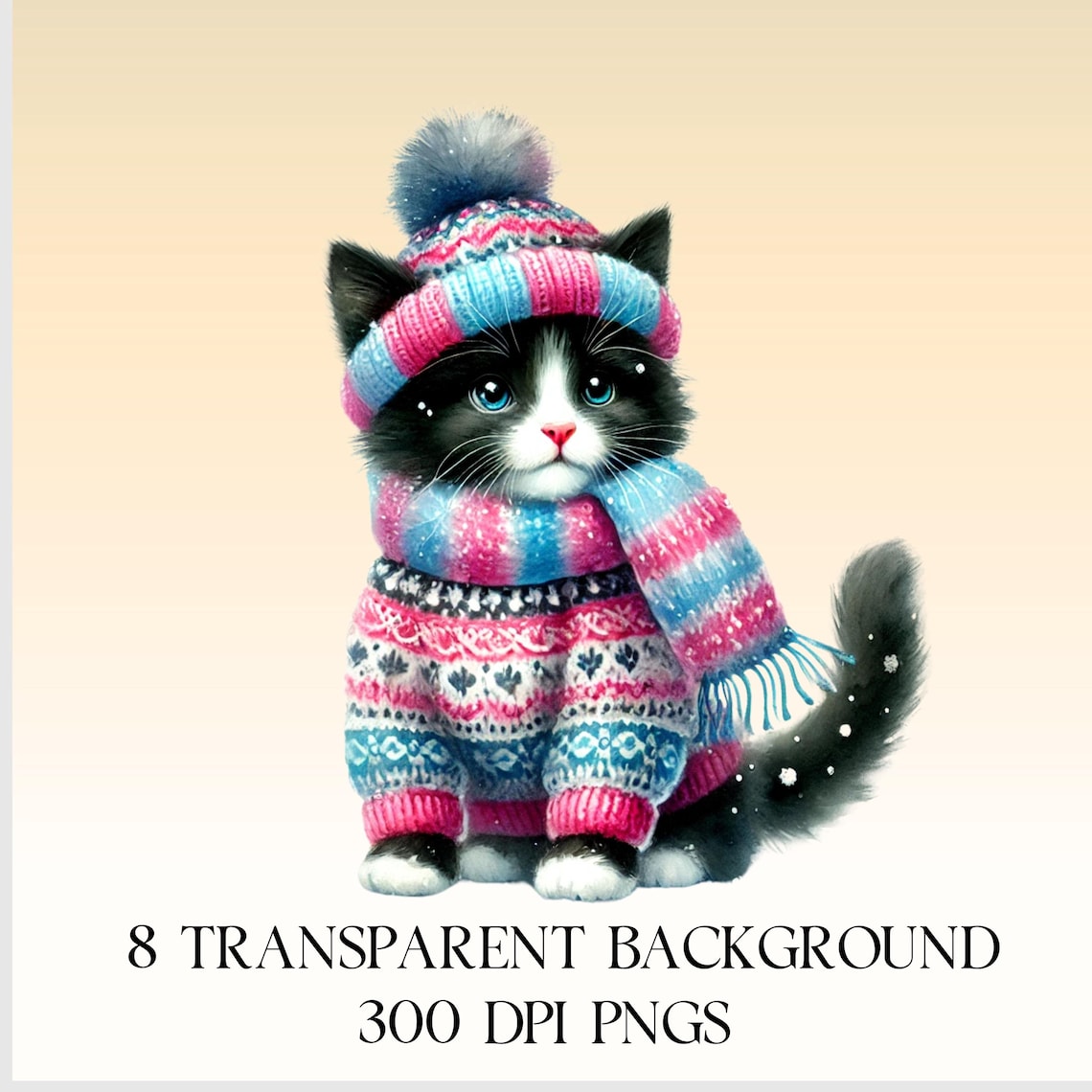 Christmas Winter Kitten Clipart Bundle Cute Christmas Cats Clipart ...