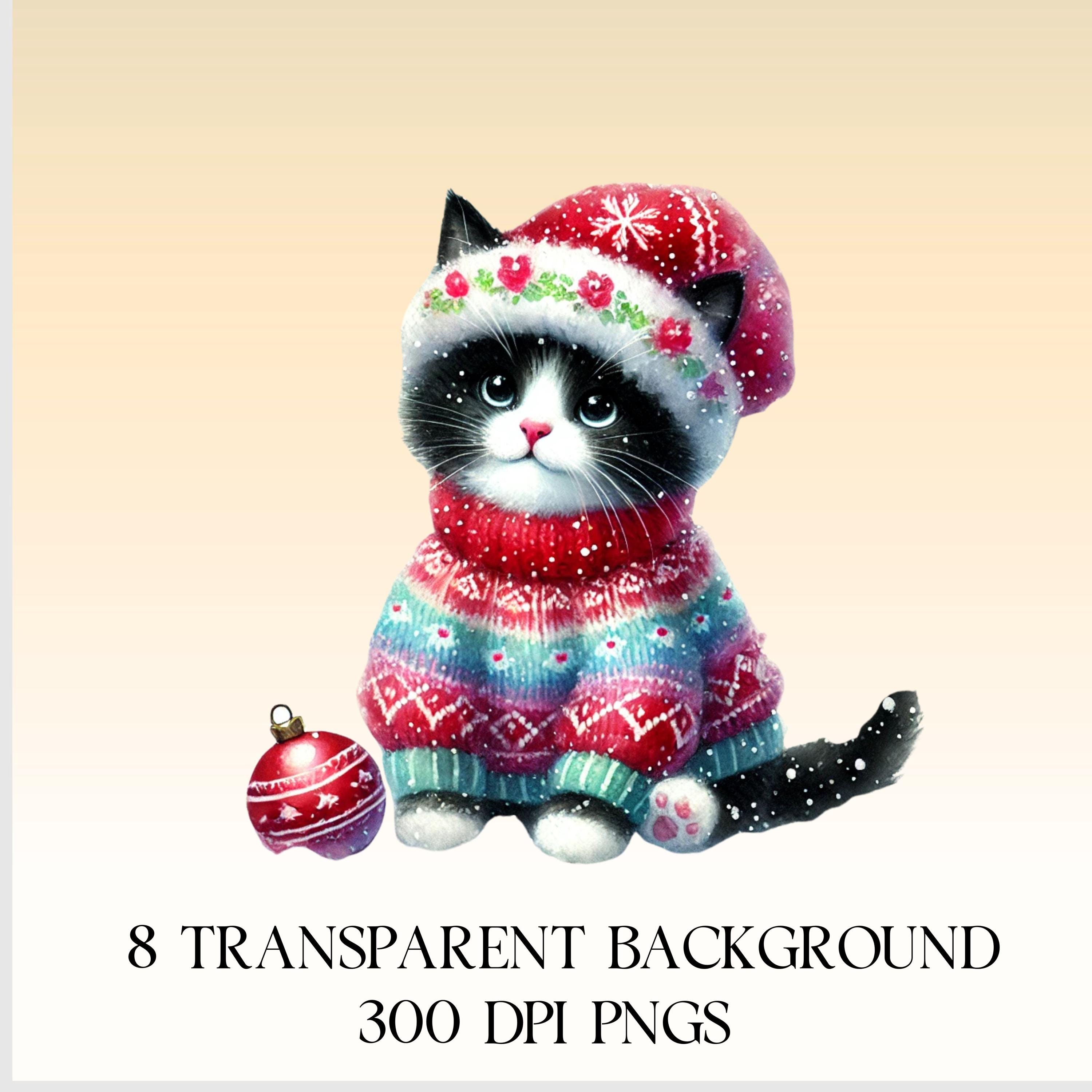 Christmas Winter Kitten Clipart Bundle Cute Christmas Cats Clipart ...
