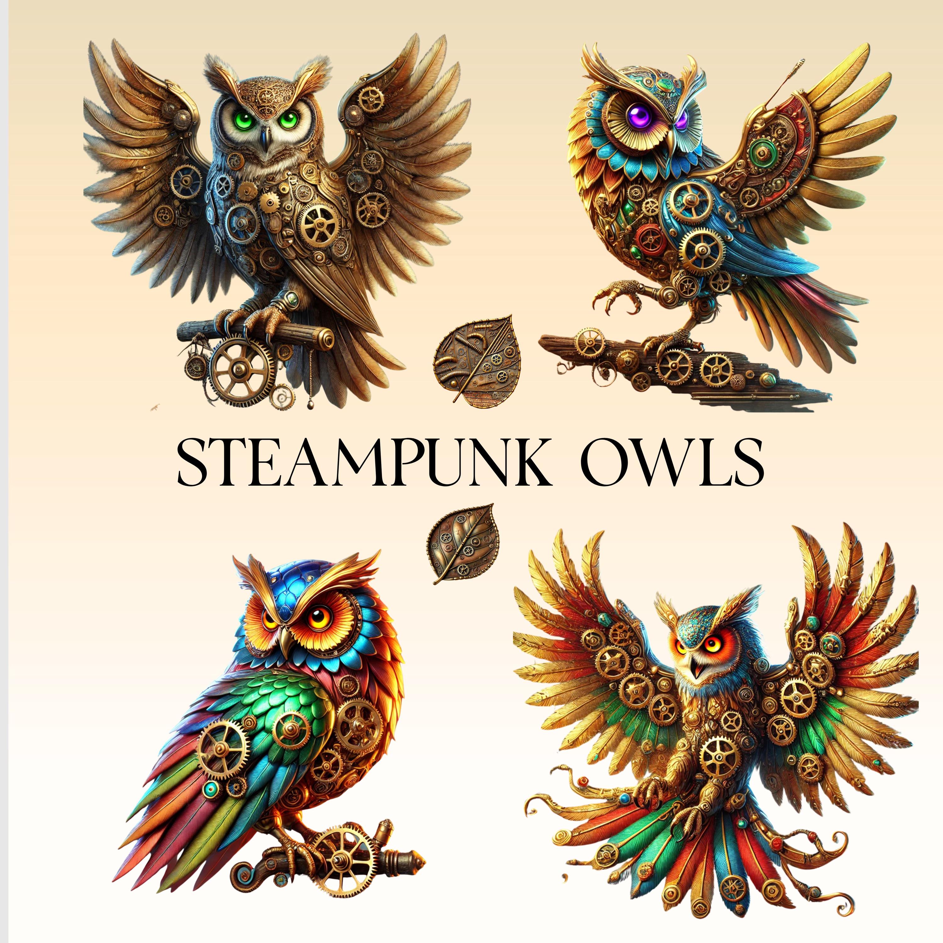 Steampunk Owl Clipart Transparent PNG Junk Journal Owl Ephemera Mechanical Clip Art Bundle ...