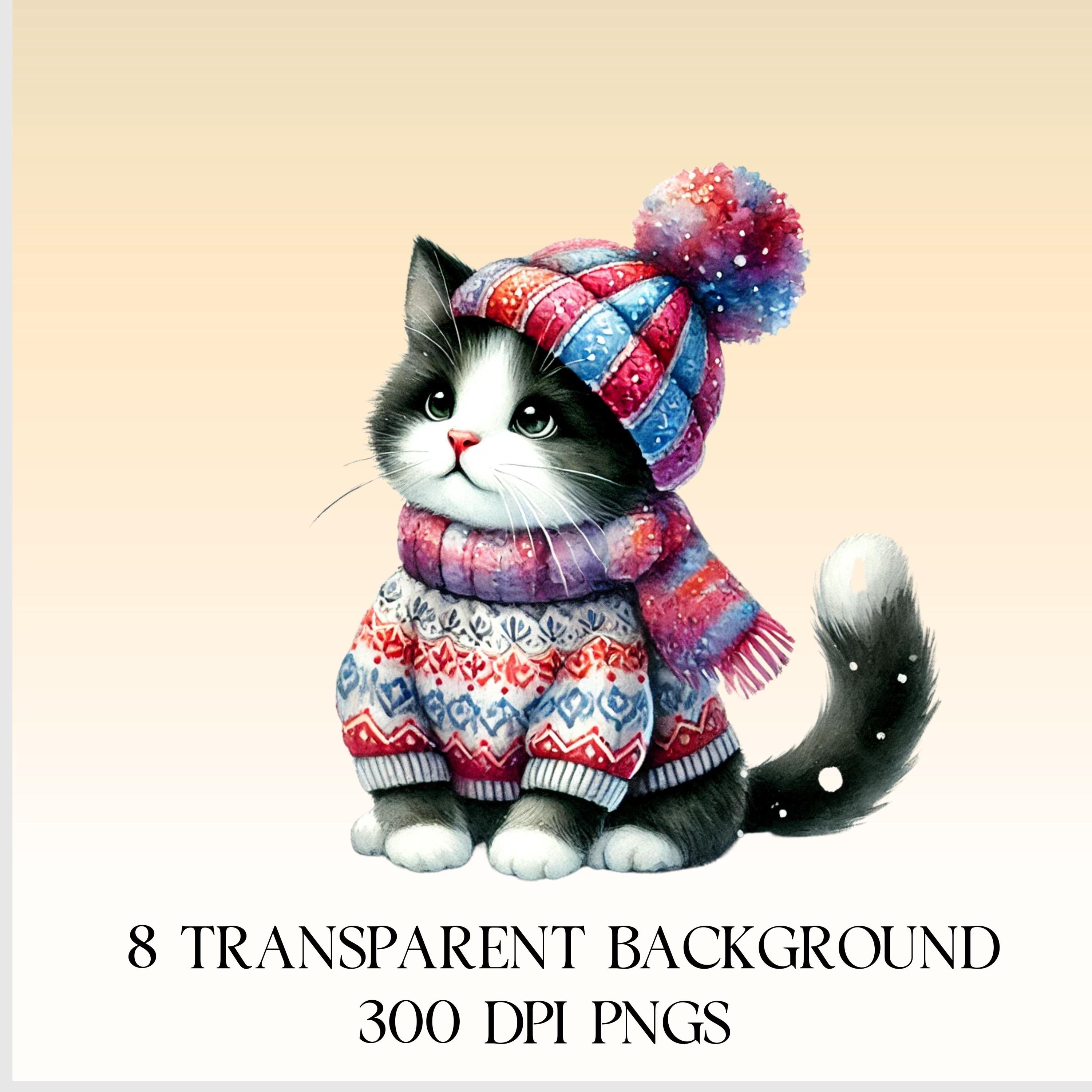 Christmas Winter Kitten Clipart Bundle Cute Christmas Cats Clipart ...