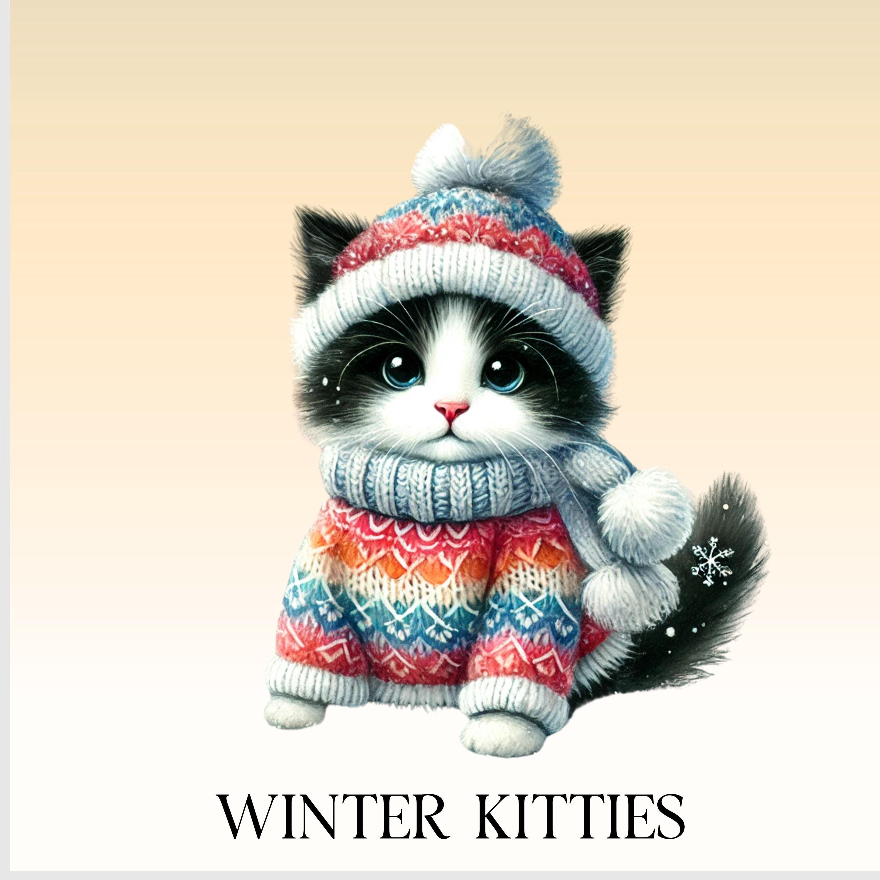 Christmas Winter Kitten Clipart Bundle Cute Christmas Cats Clipart ...