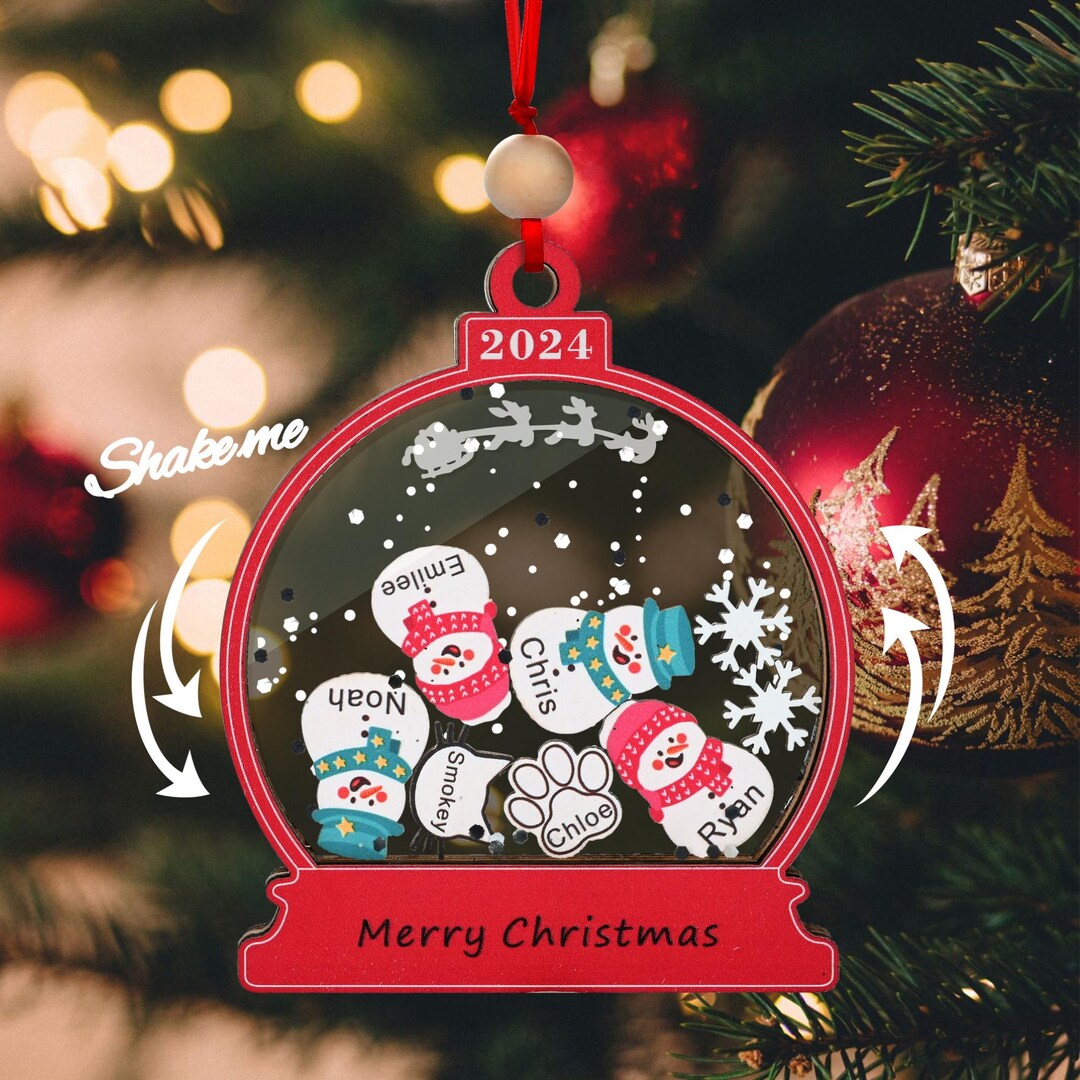 2025 Family Snowmen Christmas Ornament, 4D Shaking Christmas Family ...