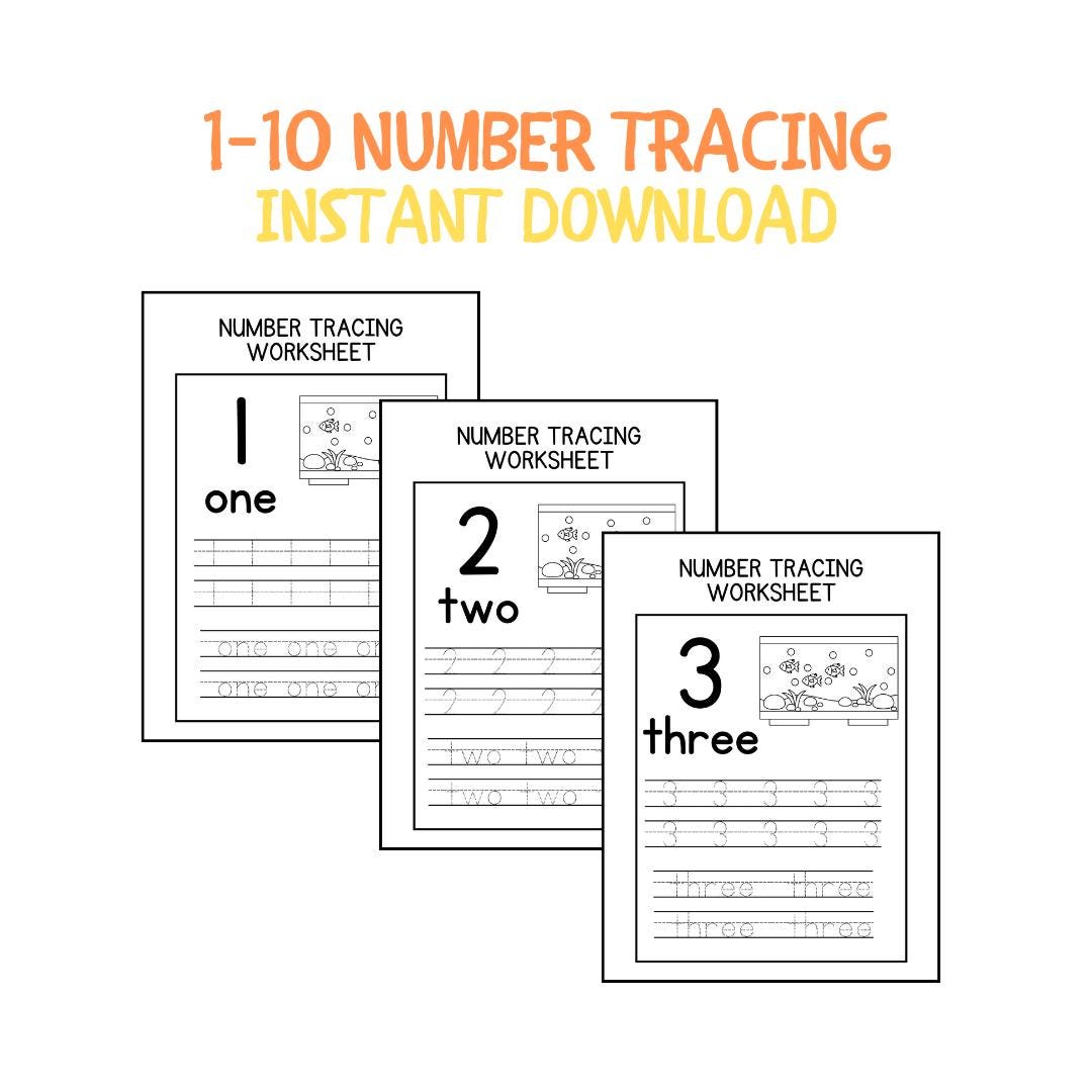 Pre-k Number Tracing, Preschool Worksheet Printable, Number Tracing 1 ...