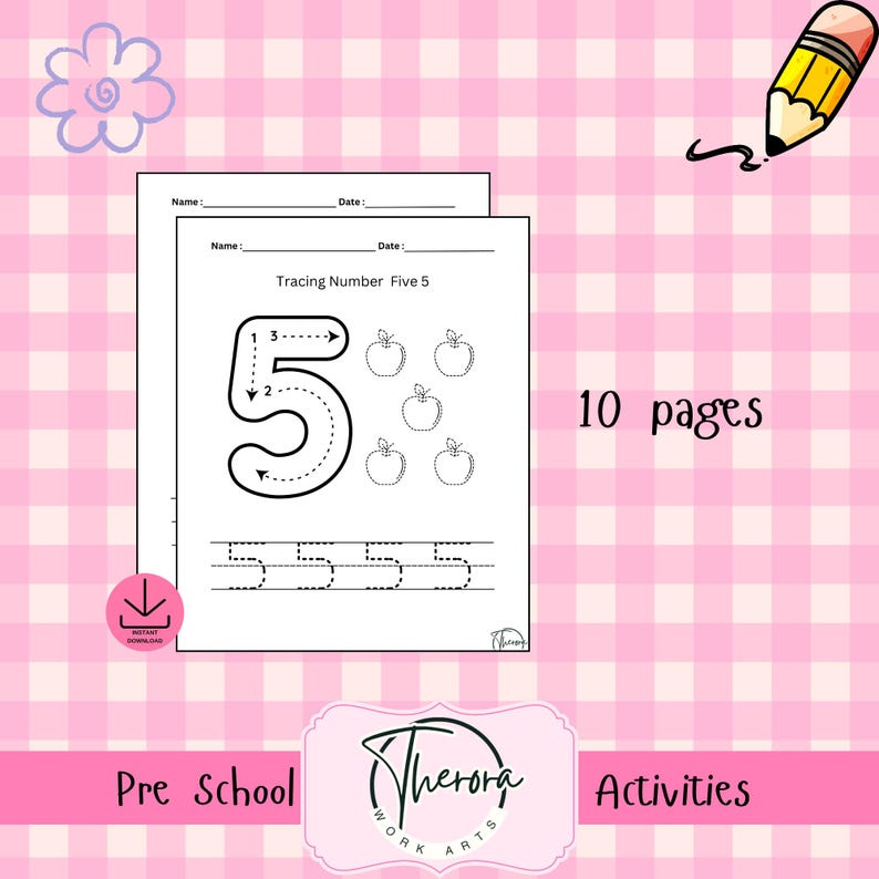 Preschool Number Worksheets, Number Tracing 1-10, Pre-k Math Workbook ...