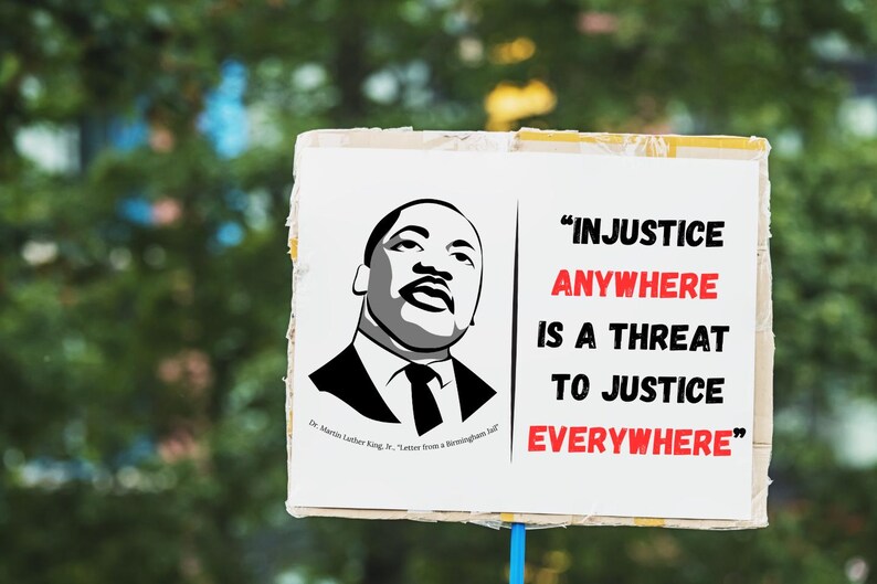 Digital File for No Kings Protest Sign - Injustice Anywhere is a Threat ...