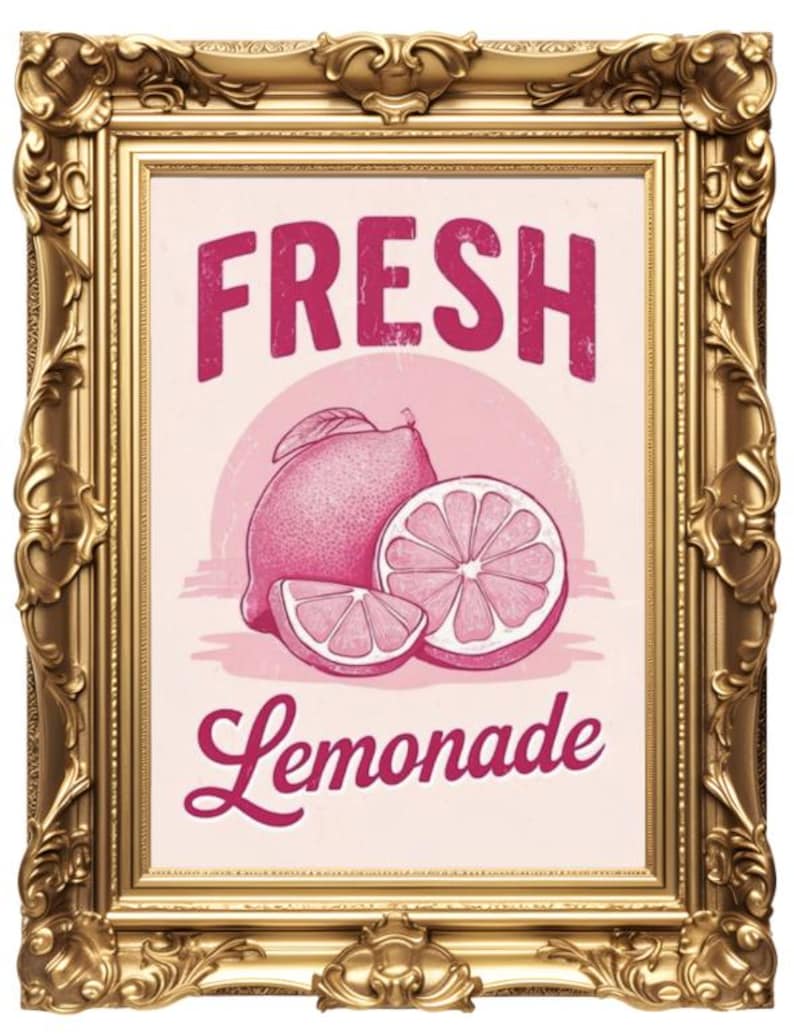 Fresh Lemonade | Hot Pink Aesthetic Gallery Wall Print | Digital Download | Feminine Home Decor ...