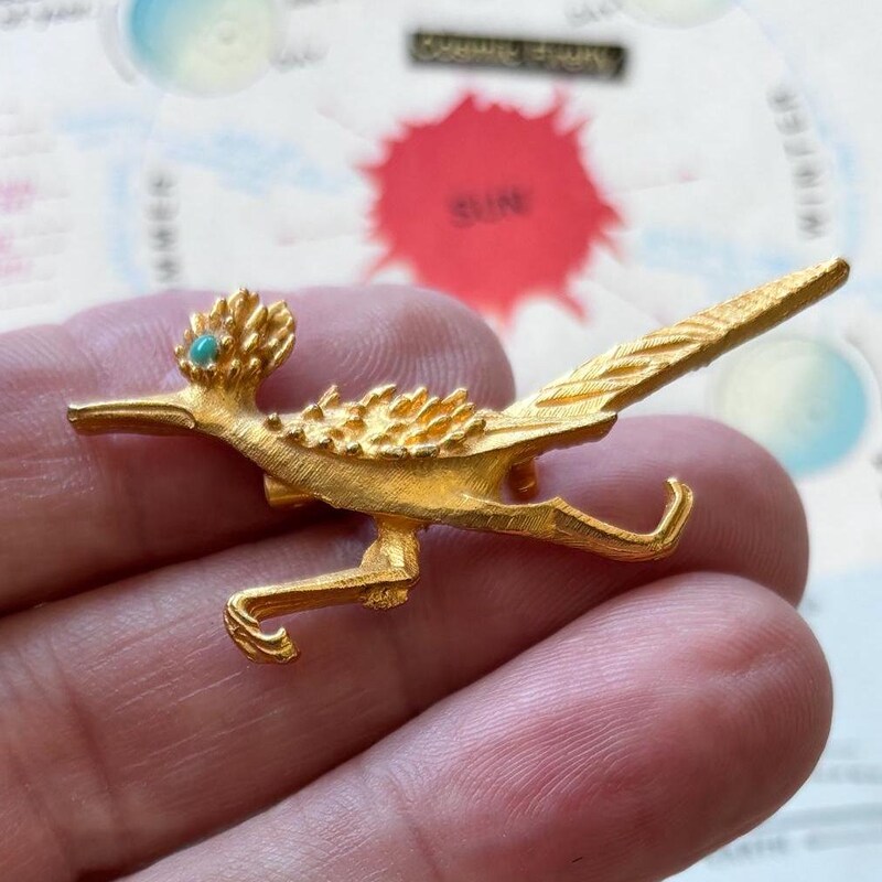 Gold Roadrunner Pin - Etsy