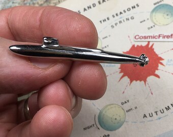 1950's Vintage Submarine Tie Bar Clip Nautical Steampunk Navy KINNEY ...