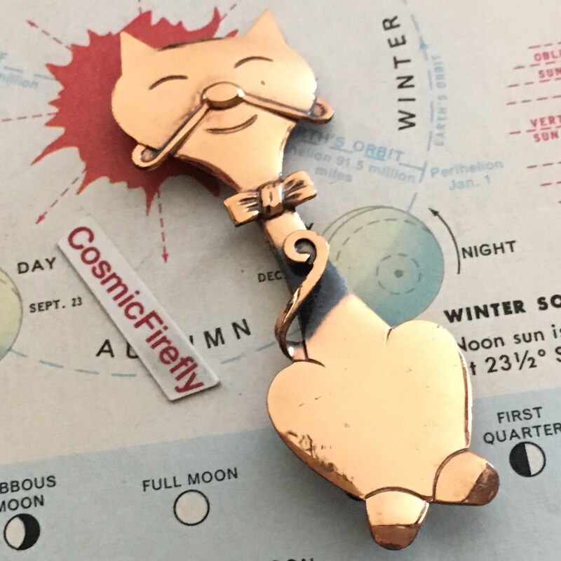 Copper Cat Brooch - Etsy